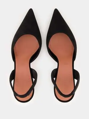 Amina Muaddi Holli Suede Slingback Heels