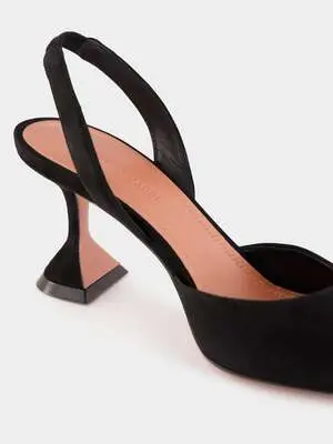 Amina Muaddi Holli Suede Slingback Heels