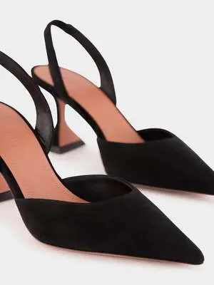 Amina Muaddi Holli Suede Slingback Heels