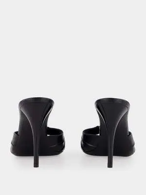 Saint Laurent Babylone Open Toe Mules - Black