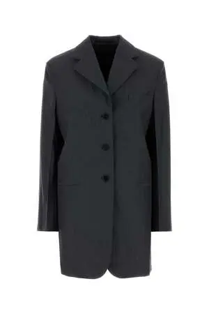 JIL SANDER Dark Grey Wool Blend Oversize Blazer - Gray