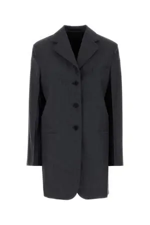 JIL SANDER Wool Blend Oversize Blazer - Gray