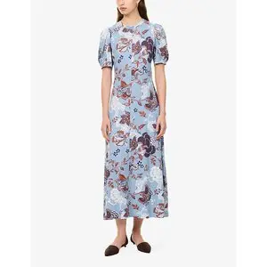 ME+EM Paisley-print Puff-sleeve Crepe-jersey Cotton Maxi Dress