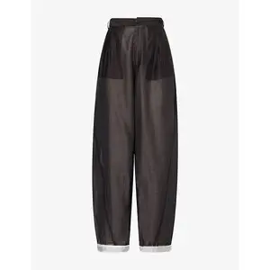 DARKPARK Phebe Double-sided Wide-leg Sheer Woven Trousers - Black