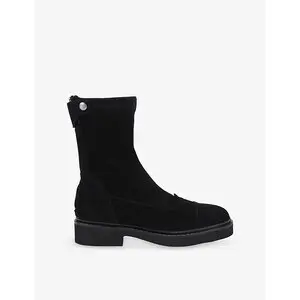 Steve Madden Myer Flat Suede Ankle Boots - Black