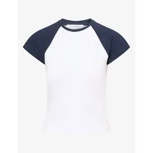 Good American Short-sleeve Raglan-sleeve Cotton-jersey T-shirt - Chalk