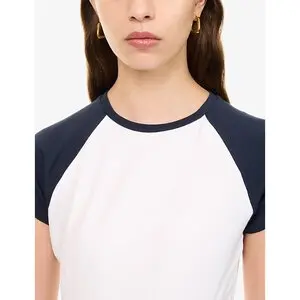 Good American Contrast Raglan Sleeve T-shirt - Chalk