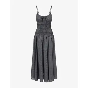 Dissh Lila Checked Cotton Midi Dress - Dark Check