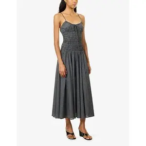 Dissh Lila Checked Cotton Midi Dress