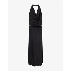 Dissh Adele Cowl-neck Cupro-blend Midi Dress - Black