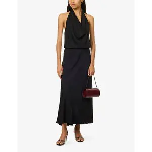 Dissh Adele Cowl-neck Cupro-blend Midi Dress