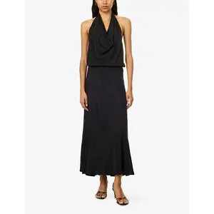 Dissh Adele Cowl-neck Cupro-blend Midi Dress