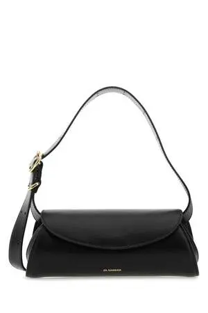 JIL SANDER Leather Small Cannolo Shoulder Bag - Black