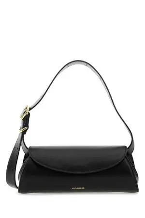 JIL SANDER Leather Small Cannolo Shoulder Bag - Black