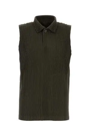 Issey Miyake Khaki Polyester Polo Shirt - Green