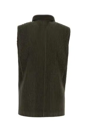 Issey Miyake Khaki Polyester Polo Shirt