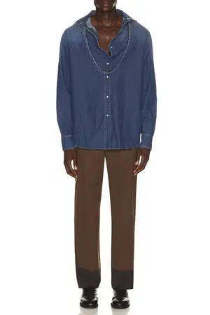 MAISON MARGIELA Long Sleeve Shirt In Blue