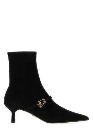 Prada Suede Ankle Boots - Black