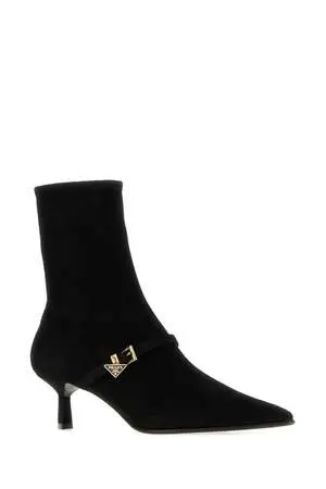 Prada Suede Ankle Boots - Black