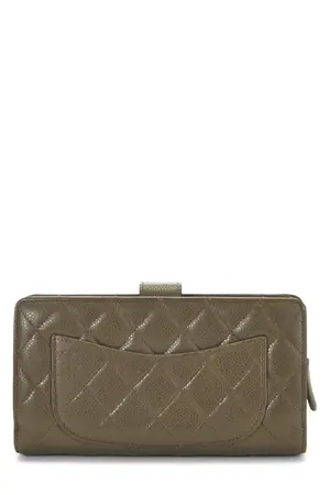 Chanel Quilted Caviar Compact Zip Around Wallet