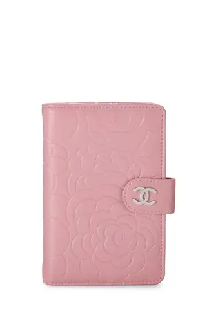 Chanel Embossed Camellia Zip Around Wallet