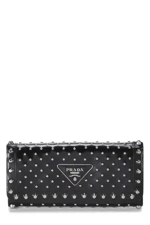 Prada Studded Continental Wallet - Black
