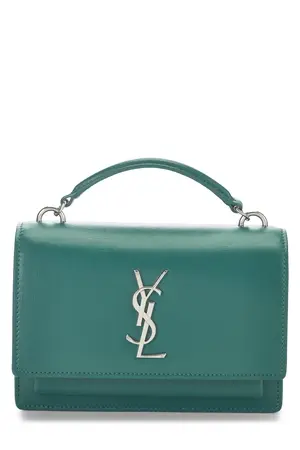 Saint Laurent Calfskin Sunset Wallet On Chain - Green