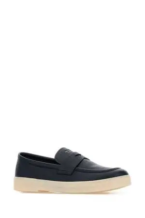 Prada Navy Leather Loafers