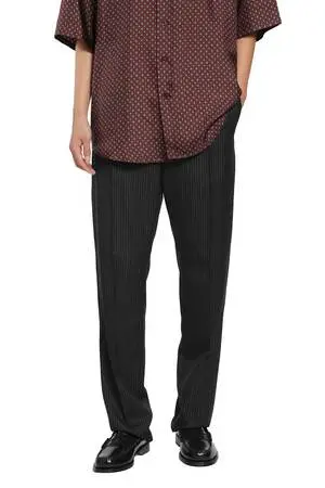 Saint Laurent Striped Herringbone Wool Tapered Trousers