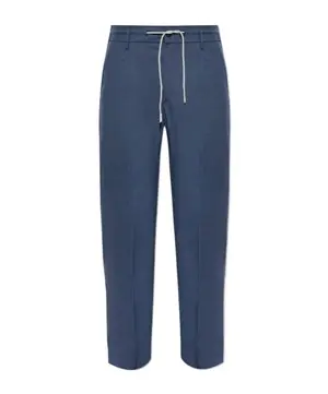 Eleventy Drawstring Creased Pants - Blue