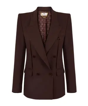 Elisabetta Franchi Double-breasted Blazer - Cocoa