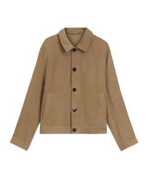 Hugo Boss Suede Jacket With Stitched Breast-pocket Detail