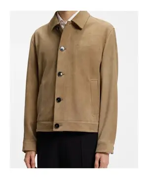Hugo Boss Suede Jacket With Stitched Breast-pocket Detail