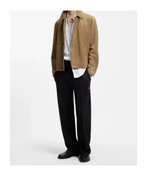 Hugo Boss Suede Jacket With Stitched Breast-pocket Detail