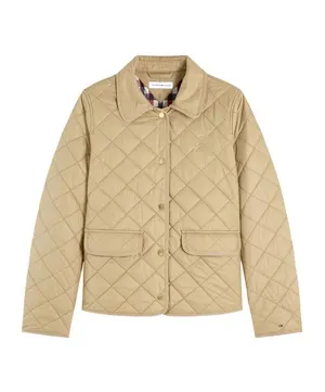 Tommy Hilfiger Quilted Logo-embroidered Jacket - Camel