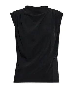 ALLSAINTS Draped Sleeveless Mock Neck Top - Black