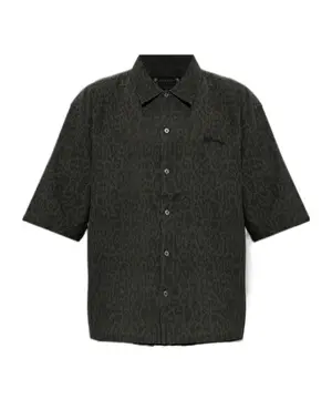 ALLSAINTS Leopard Print Short Sleeve Shirt - Black