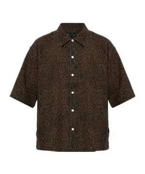 ALLSAINTS Leopard Print Short Sleeve Shirt - Brown
