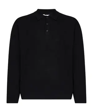 HEVO Long-sleeved Knitted Polo Shirt - Black
