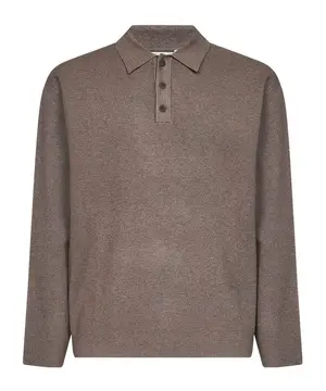 HEVO Long-sleeved Knitted Polo Shirt - Gray