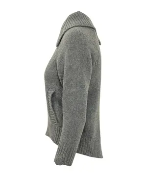 Victoria Beckham Asymmetric Collar Knitted Sweater - Granite