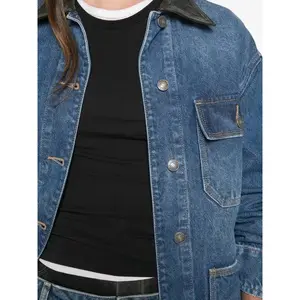 Simkhai Leather Collar Denim Jacket