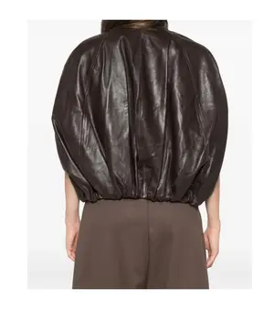 Simkhai Leather Cape Jacket - Dark Brown