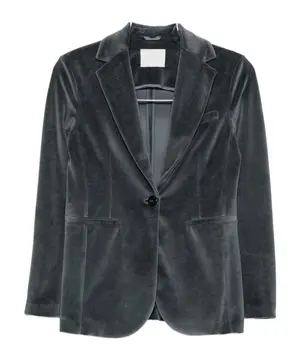 CIRCOLO 1901 Velvet Single-breasted Jacket - Blue