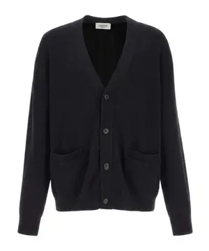 LANEUS Relaxed V-neck Cardigan - Black