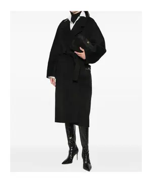 Elisabetta Franchi Coat With Logo Plaque And Tie-waist