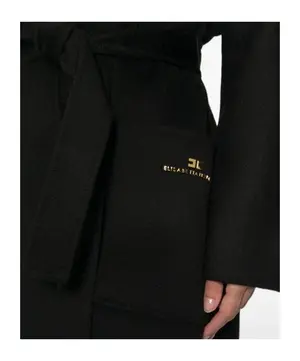 Elisabetta Franchi Coat With Logo Plaque And Tie-waist
