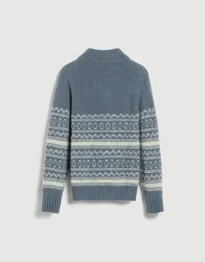 Brunello Cucinelli Alpaca, Cashmere And Wool Nordic Jacquard Cardigan With Zip - Blue