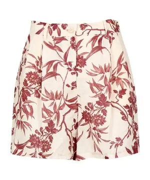 SEMICOUTURE Floral Print High-waisted Shorts - Multicolor