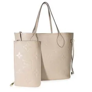 LOUIS VUITTON Turtledove Giant Monogram Empreinte Neverfull Mm - Gray